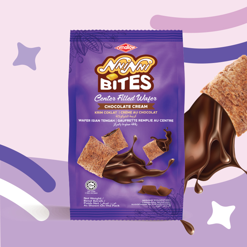 Nni Nni Bites Center Filled Wafer (Chocolate Cream)